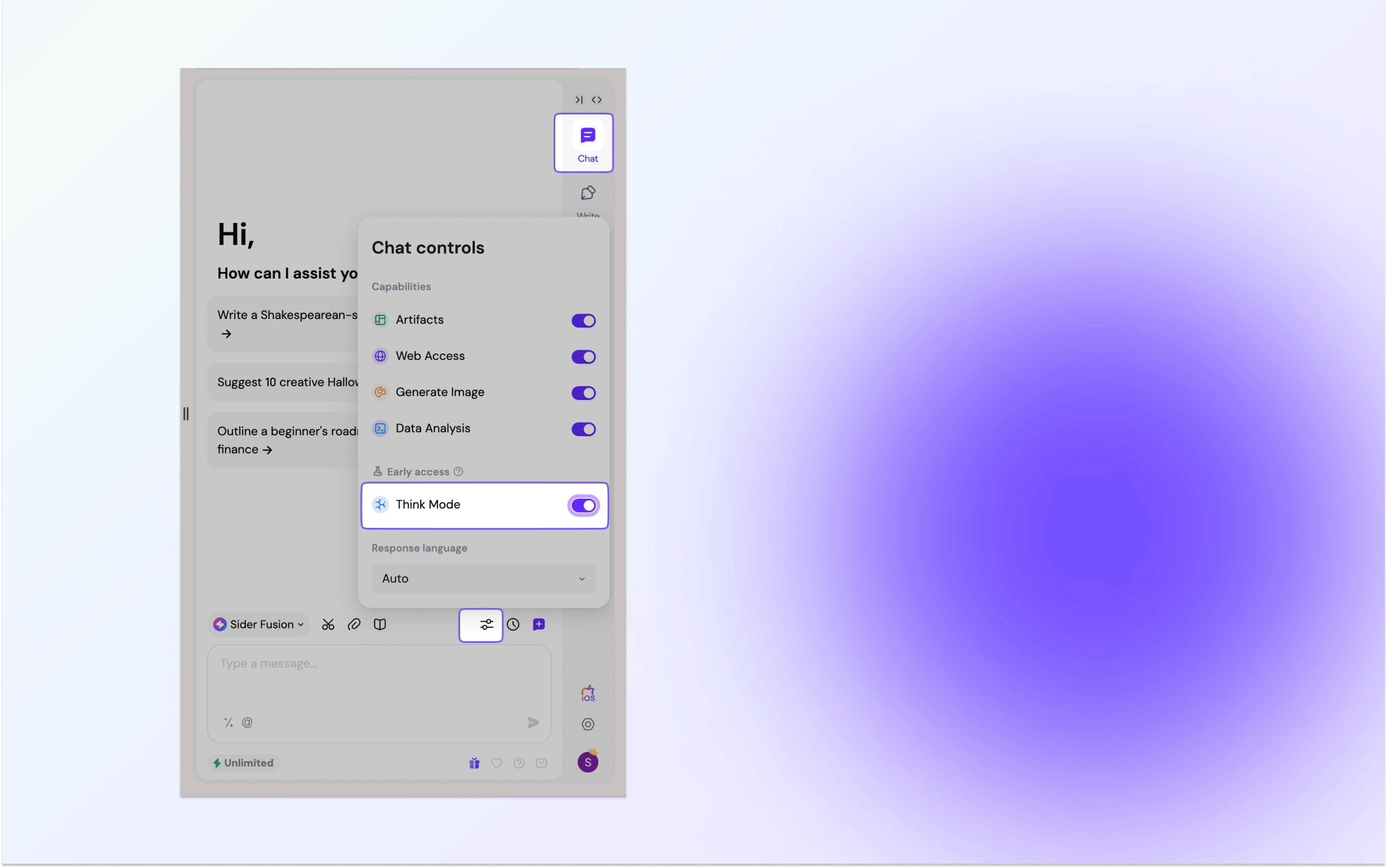 Sider v4.26.0 Update: Introducing Think Mode and Language Selection