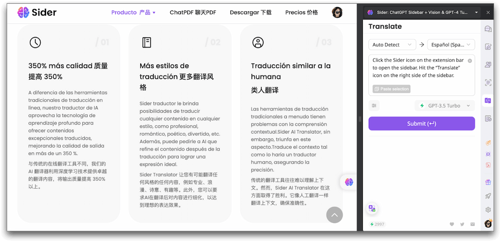 How to Use The AI Translator of Sider - Sider
